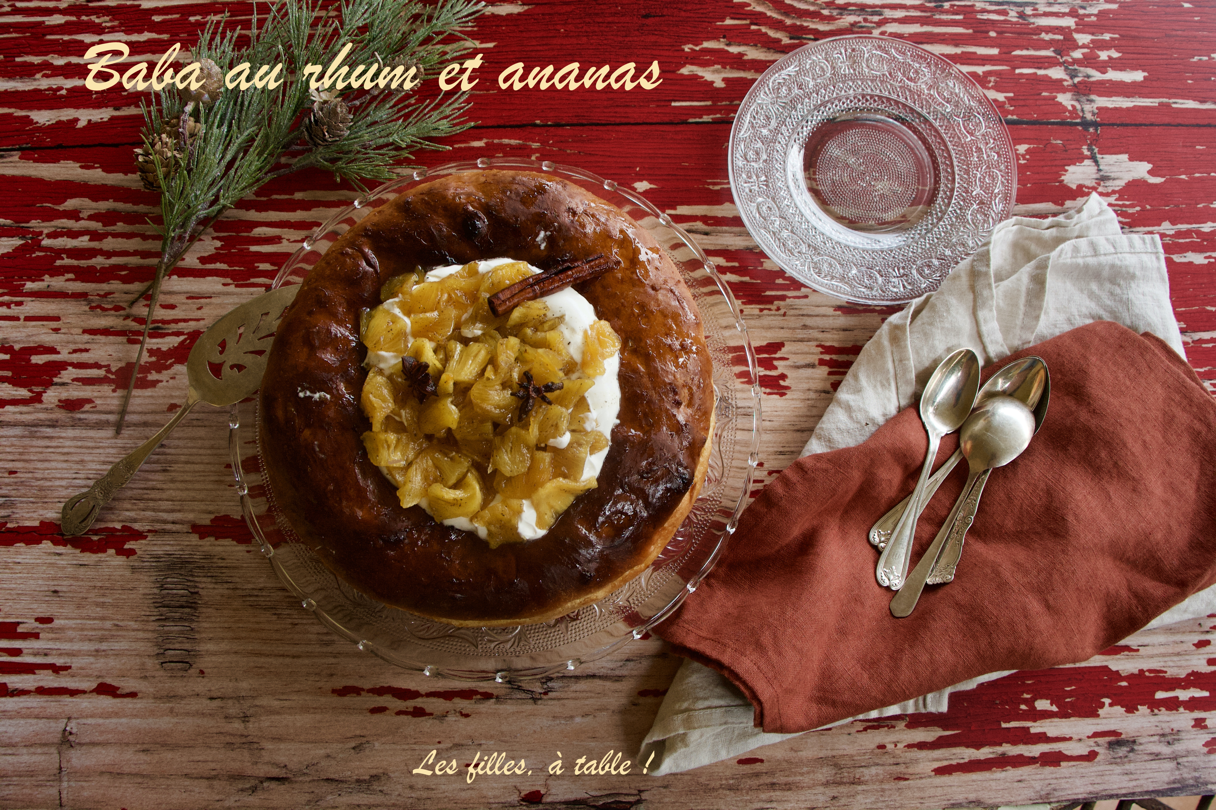 Baba au rhum et ananas – Les filles, à table